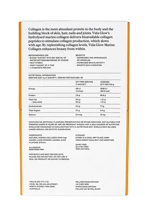VIDA GLOW Natural Marine Collagen Sachets Supplements, Metal - Mango