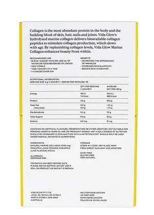 VIDA GLOW Natural Marine Collagen Sachets, Supplements - Pineapple