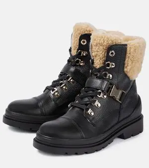 Bogner Shearling-trimmed Leather Ankle Boots