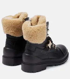 Bogner Shearling-trimmed Leather Ankle Boots