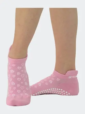GREAT SOLES Roxy Tab Back Grip Sock - Pink