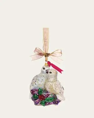 JAY STRONGWATER Two Turtle Doves Glass Ornament - Multi