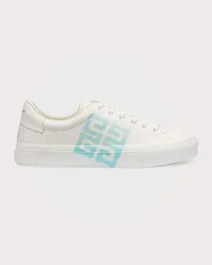 Givenchy Men's City Sport 4g Low-top Leather Sneakers White/acqua