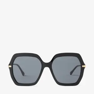 JIMMY CHOO Esther Black Square-frame Sunglasses With Pearls Grey