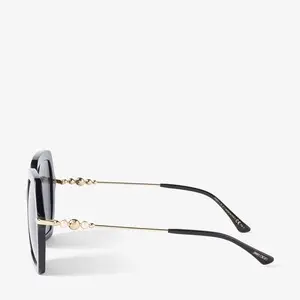 JIMMY CHOO Esther Black Square-frame Sunglasses With Pearls Grey