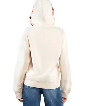 BILLY T Cotton-blend Embellished Hoodie - Iced Latte