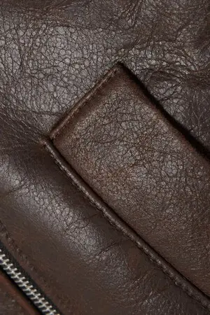 HALFBOY Biker Leather-trimmed Shearling Vest