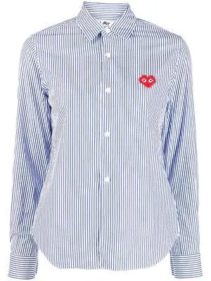 Comme Des Garçons Logo-patch Striped Shirt