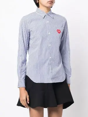 Comme Des Garçons Logo-patch Striped Shirt