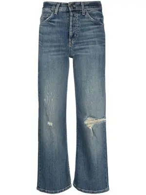 NILI LOTAN Distressed Cropped Flared Jeans
