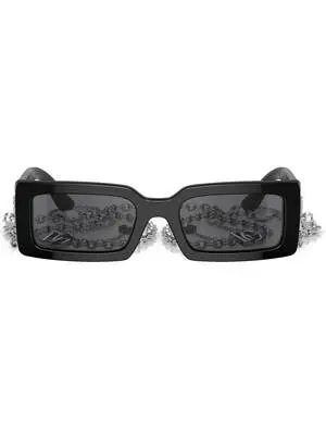 Dolce & Gabbana Logo-plaque Chain Sunglasses - Black