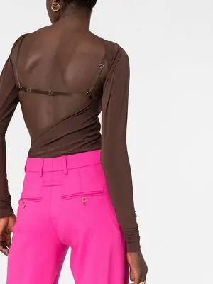 Jacquemus Asymmetric Cropped Bodysuit - Brown