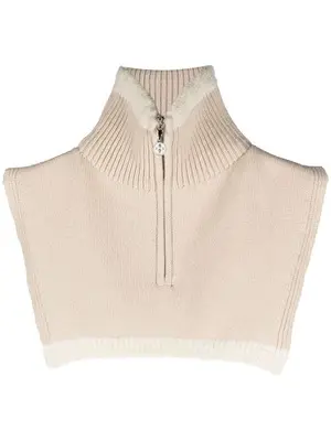 BARRIE Cashmere Zip-up Collar - Neutrals