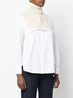 BARRIE Cashmere Zip-up Collar - Neutrals