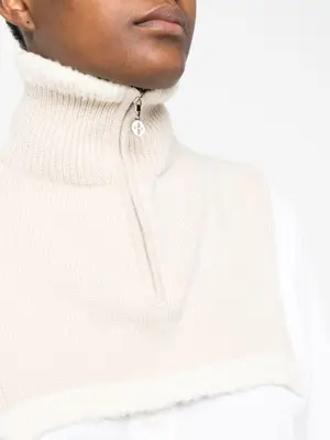 BARRIE Cashmere Zip-up Collar - Neutrals