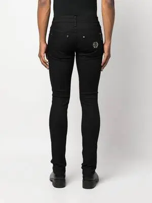 Philipp Plein Hexagon Low-rise Slim-cut Jeans - Black