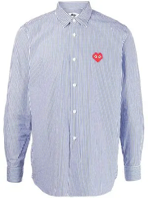 Comme Des Garçons Logo-patch Stripe-print Shirt