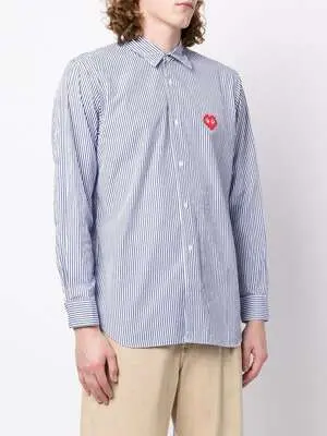 Comme Des Garçons Logo-patch Stripe-print Shirt