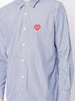 Comme Des Garçons Logo-patch Stripe-print Shirt