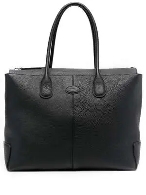 TOD'S Zipped Shopper Tote - Black