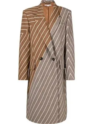Stella McCartney Two-tone Double-breasted Coat - Brown