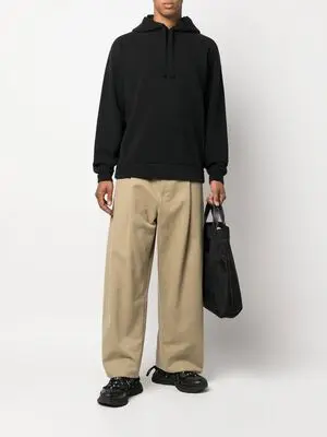TEN C Logo-patch Hooded Sweater - Black