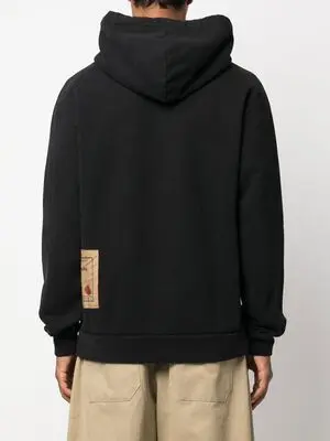 TEN C Logo-patch Hooded Sweater - Black