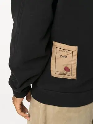 TEN C Logo-patch Hooded Sweater - Black