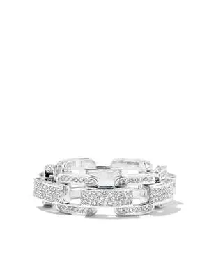 Shay 18k White Gold Diamond Link Ring - Silver