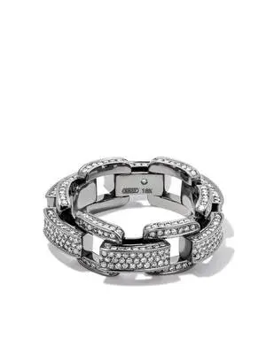 Shay 18k Gold Diamond Chain-link Ring - Black