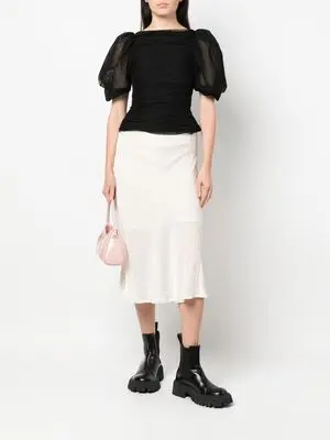 Gold Hawk High-waisted Silk-blend Skirt - Neutrals