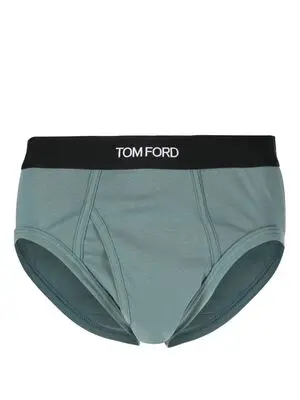 TOM FORD Logo-waistband Briefs - Green