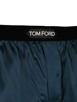 TOM FORD Logo-waist Satin Boxers - Blue