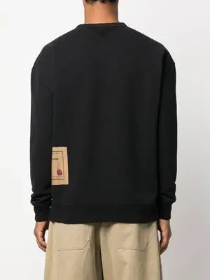 TEN C Crewneck Sweatshirt With Logo Patch - Black