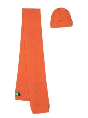 Dsquared2 Ribbed-knit Wool Scarf Set - Orange
