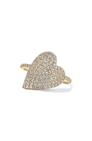 Lana Jewelry 14k Gold Pavé Diamond Heart Ring - Yellow