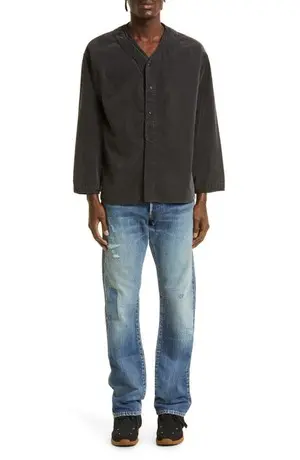 Visvim Dugout Cotton & Linen Corduroy Shirt In Black - 40% Off