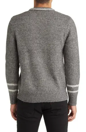 SCHOTT Stripe Trim Crewneck Sweater - Charcoal