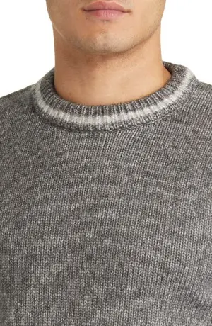 SCHOTT Stripe Trim Crewneck Sweater - Charcoal