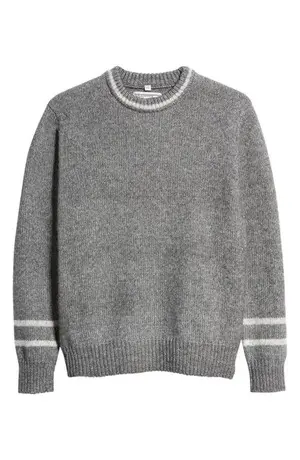 SCHOTT Stripe Trim Crewneck Sweater - Charcoal