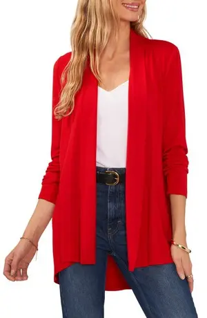 Vince Camuto Open Front Cardigan - Ultra Red