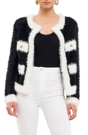 Endless Rose Colorblock Cardigan - Black/ White