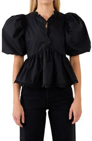 Endless Rose Ruffle Trim Peplum Top