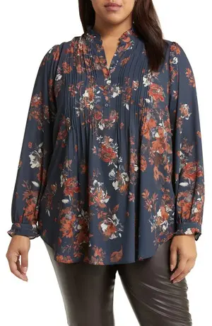 NYDJ Pleat Front Tunic Top Belleview