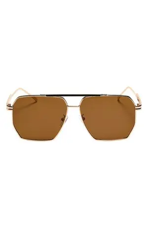 FIFTH & NINTH Goldie 60mm Polarized Aviator Sunglasses - Gold/ Brown
