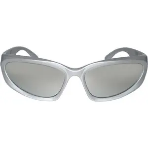 FIFTH & NINTH Racer Polarized Wraparound Sunglasses - Silver/silver