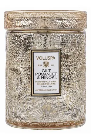 Voluspa Gilt Pomander & Hinoki Small Jar Candle