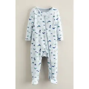 Nordstrom Print Zip Cotton Footie - Blue Illusion Marine Animals