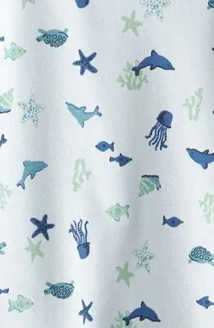 Nordstrom Print Zip Cotton Footie - Blue Illusion Marine Animals