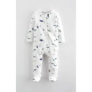 Nordstrom Nordstrom Print Zip Cotton Footie White Sea Creatures